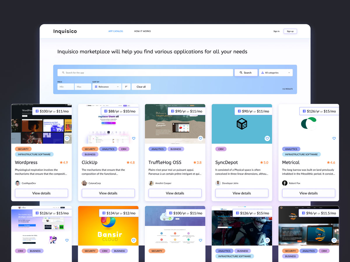 UI & UX design of a modern application marketplace | 2V Modules